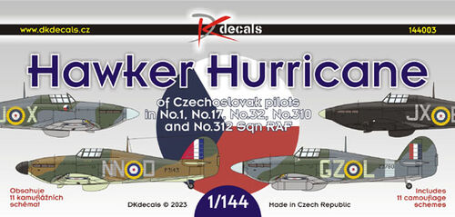 DKdecals 144003 Hawker Hurricane Of Czechoslovak Pilots In No.1, No.17, No.32, No.310 and No.312 Sqn RAF