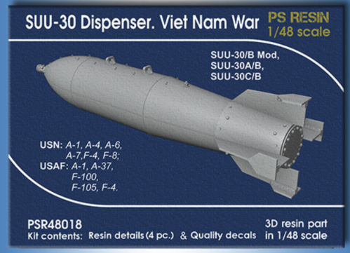 Print Scale PSR48018 SUU-30 Dispenser. Viet Nam War. SUU-30A/ B Mod. 4 pc.