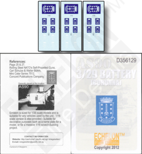 Echelon Fine Details D356129 3/ 29 Battery Emblem for AS90