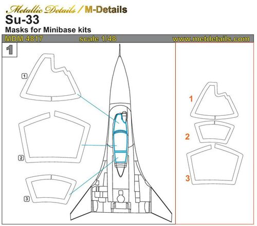 Metallic Details MDM4817 Sukhoi Su-33 Masks (designed to be used with Minibase kits)