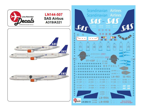 Lima November Decals 144-507 Airbus A319 / A321 - SAS Scandinavian Airlines with H.C. Andersen Decals (2005)