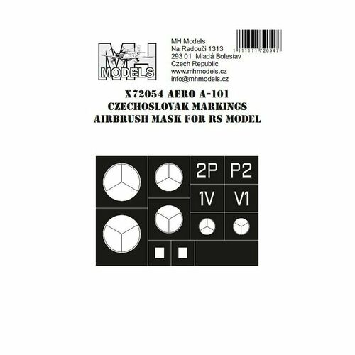 MH Models X72054 Aero A-101 Czechoslovak markings airbrush mask