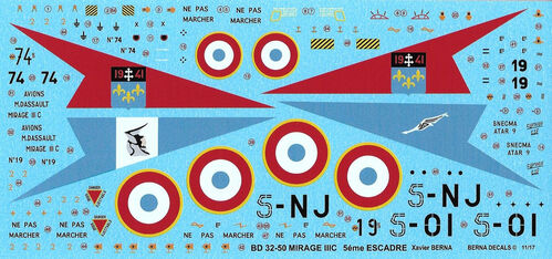 Berna Decals 32050 Dassault Mirage III C 5eme Escadre Decals
