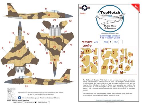TopNotch 48-M202 Mcdonnell Douglas F-15 C Eagle Desert 'Flanker' - Camouflage Pattern Paint Mask