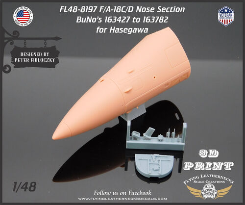 NEW! Flying Leathernecks 48-8197 F/A-18 C/D Hornet - 3D-Printed Nose BuNo 163427 to 163782 (for Hasegawa Kits)