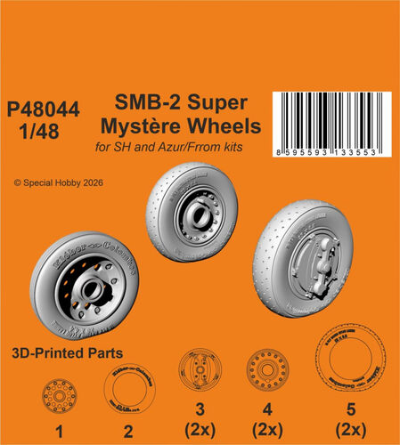 NEW! CMK P48044 Dassault SMB-2 Super Mystere - 3D-Printed Wheels Set (for Special Hobby and Azur/Frrom Kits)