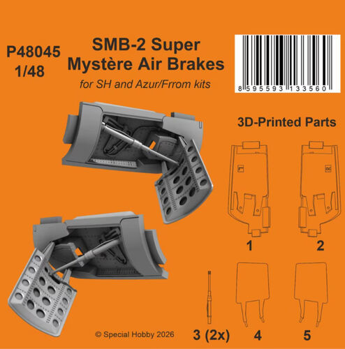 CMK P48045 Dassault SMB-2 Super Mystere - 3D-Printed Air Brakes Set (for Special Hobby and Azur/Frrom Kits)
