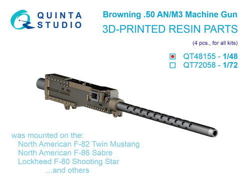 NEW! Quinta Studio QT48155 Browning .50 AN/M3 Machine Gun - 4 pcs (3D-Printed / for All Kits)