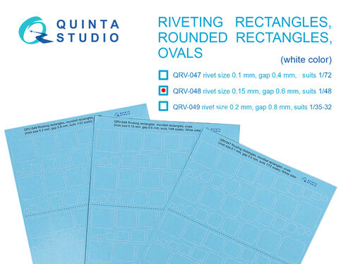 Quinta Studio QRV048 Riveting Rectangles, Rounded Rectangles and Ovals WHITE (Size 0.15 mm / Gap 0.6 mm)