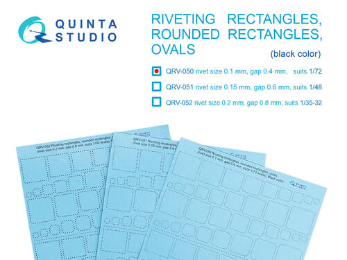 Quinta Studio QRV050 Riveting Rectangles, Rounded Rectangles and Ovals BLACK (Size 0.10 mm / Gap 0.4 mm)