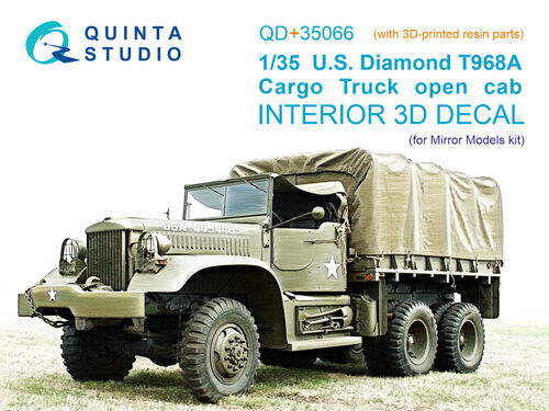 Quinta Studio QD+35066 U.S. Diamond T 968A (Open Cab) - 3D-Printed & Coloured Interior with 3D-Printed Resin Parts (for Mirror Models Kits)