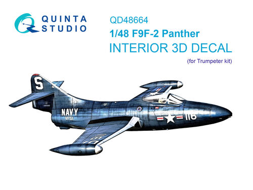 Quinta Studio QD48664 Grumman F9F-2 Panther - 3D-Printed & Coloured Interior (for Trumpeter Kits)