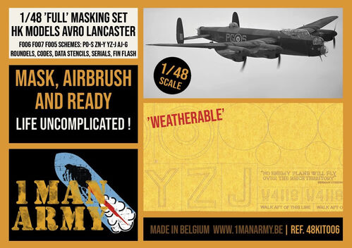 NEW! 1 Man Army 48KIT006 Avro Lancaster B Mk.I / Mk.III Dambuster / Special Grand Slam - Full Masking Set (for Hong Kong Models Kits)
