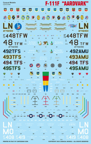 NEW! Caracal Models 72164 General-Dynamics F-111 F Aardvark Decal Set