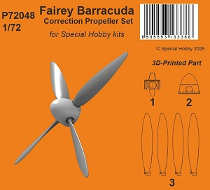CMK P72048 Fairey Barracuda - 3D-Printed Correction Propeller Set (for Special Hobby Kits)
