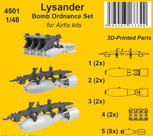 CMK K4501 Westland Lysander - Bomb Ordnance Set (for Airfix Kits)