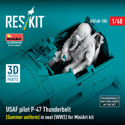 RES/KIT F48-0100 P-47 Thunderbolt USAF Pilot in Seat- 3D-Printed (1 Figure / for MiniArt Kits)