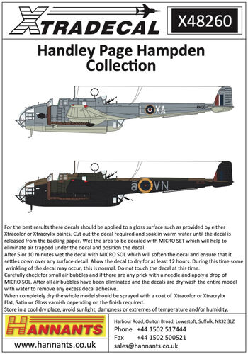 Xtradecal 48260 Handley Page Hampden Collection (11 schemes)