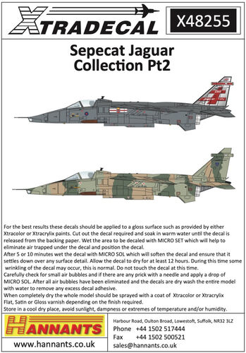 Xtradecal 48255 Sepecat Jaguar GR.1 / GR.1A Part 2 (7 schemes)