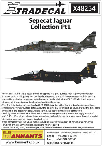 Xtradecal 48254 Sepecat Jaguar GR.1 / GR.1A Part 1 (7 schemes)