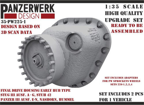 Panzerwerk Design 35-PW225-1 StuG III Ausf. A / Panzer III Ausf. E-N / Nashorn and Hummel - Final Drive Early Hub (2 pcs)
