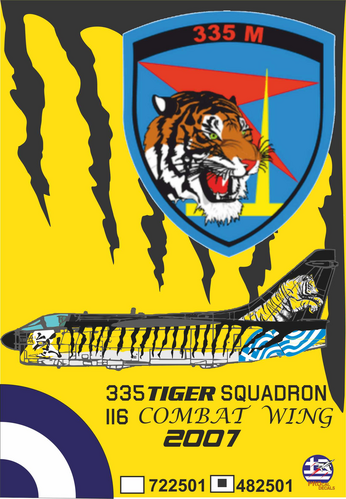 Procal Decals 48-2501 Vought LTV A-7 E Corsair - 335 Squadron Tiger 2007 (Hellenic Air Force)