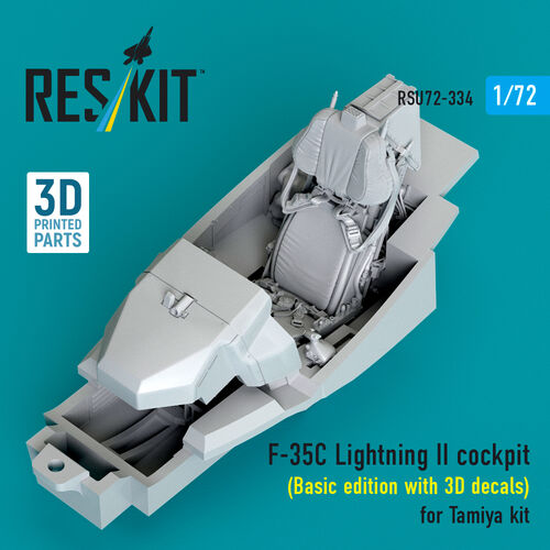 RES/KIT U72-0334 F-35 C Lightning II - Cockpit Basic Edition with 3D Decals (3D-Printed / for Tamiya Kits)