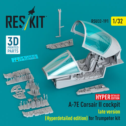 RES/KIT U32-0191 LTV A-7 E Corsair II - Late Cockpit Hyperdetailed Edition with 3D Decals (3D-Printed / for Trumpeter Kits)