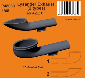 CMK P48039 Westland Lysander - 3D-Printed Exhaust (2 Types / for Airfix Kits)