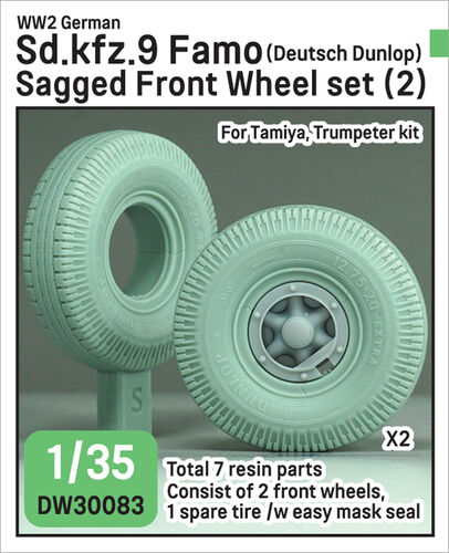 DEF Model DW30083 German Sd.Kfz.9 Famo - Front Wheel Set 2 - Deutsch Dunlop (for Tamiya and Trumpeter Kits)