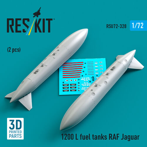 RES/KIT U72-0328 British RAF SEPECAT Jaguar - 1200 L Fuel Tanks (2 pcs / 3D Printed)