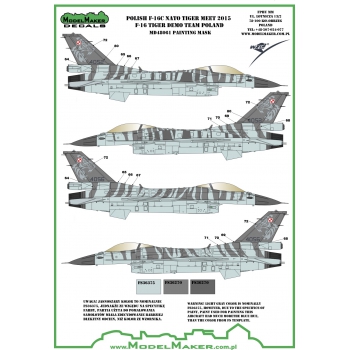 Model Maker Decals MD48061 Polish F-16C Nato Tiger Meet 2015 F-16 Tiger Demo Team Poland