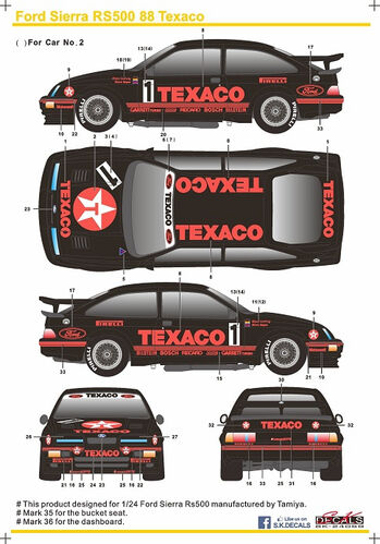 NEW! SK Decals 24059 Ford Sierra RS500 - 88 Texaco (for Tamiya Kits)