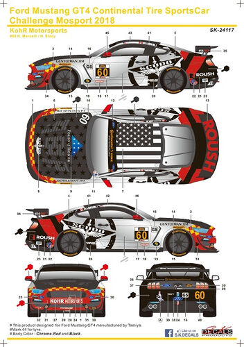 NEW! SK Decals 24117 Ford Mustang GT4 - Continental Tire Sportscar Challenge Motorsport 2018 (for Tamiya Kits)