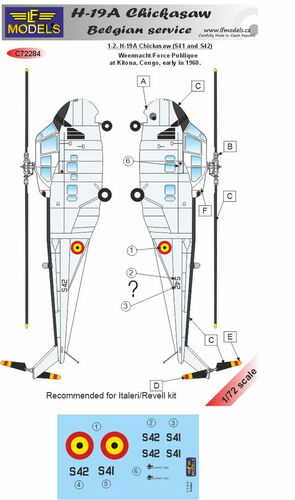 NEW! LF Models C72284 Sikorsky H-19 A Chickasaw in Belgian Service (for Italeri and Revell Kits)