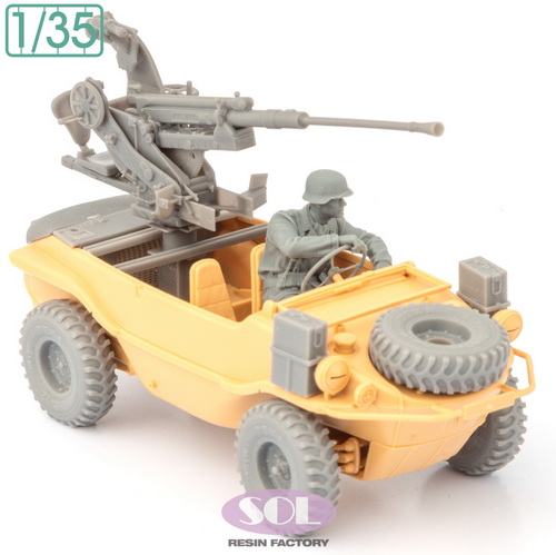 NEW! SOLMODEL MM972 2cm Gebirgsflak 38 auf Schwimmwagen Typ 166 with Driver (for Tamiya Kits)