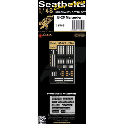 HGW Models 148595 Martin B-26 B/C Marauder - Seatbelts (for ICM Kits)