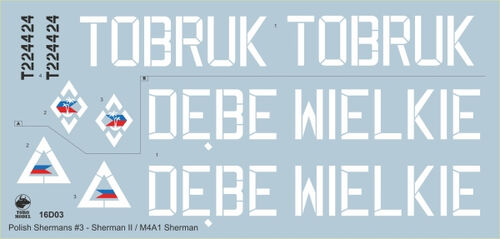 NEW! Toro Model 16D03 Polish Shermans Volume 3 - Sherman II / M4A1 Carpathian Lancers Regiment 2nd Polish Corps, Italy (for ILK61617 Kit)