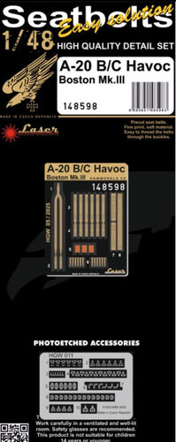NEW! HGW Models 148598 Douglas A-20 B/C Havoc - Seatbelts