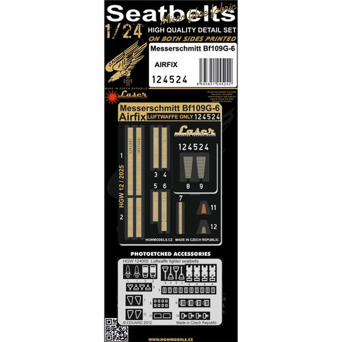 NEW! HGW Models 124524 Messerschmitt Bf-109 G-6 - Seat Belts (for Airfix Kits)