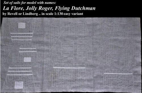 NEW! HiSModel S108e Jolly Roger / La Flore and Flying Dutchman - Easy Set of Sails (for Revell and Lindberg Kits)