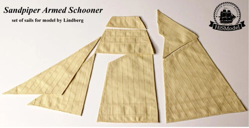 NEW! HiSModel S133 Sandpiper Armed Schooner -Set of Sails (for Lindberg Kits)