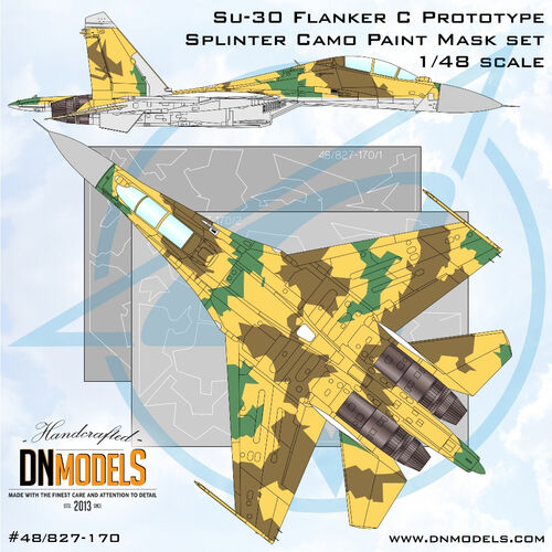NEW! DN Models 48-827-170 Sukhoi Su-30 Flanker-C - Prototype Splinter Camouflage Paint Mask Set