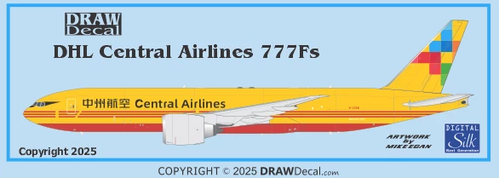NEW! Draw Decal 20-777-72C Boeing 777F - DHL Central Airlines