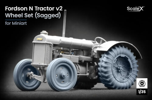 NEW! ScaleX WW35005S Fordson N Tractor - 3D-Printed Sagged Wheel Set Version 2 (for MiniArt Kits)