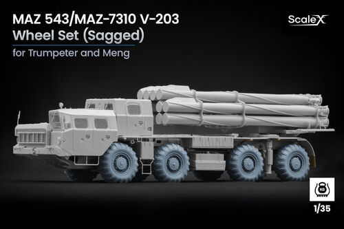 NEW! ScaleX WM35028S MAZ 543 / MAZ-7310 - V-203 3D-Printed Sagged Wheel Set (for Trumpeter and Meng Kits)