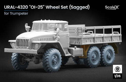 NEW! ScaleX WM35037S URAL-4320 - ОI-25 3D-Printed Sagged Wheel Set (for Trumpeter Kits)