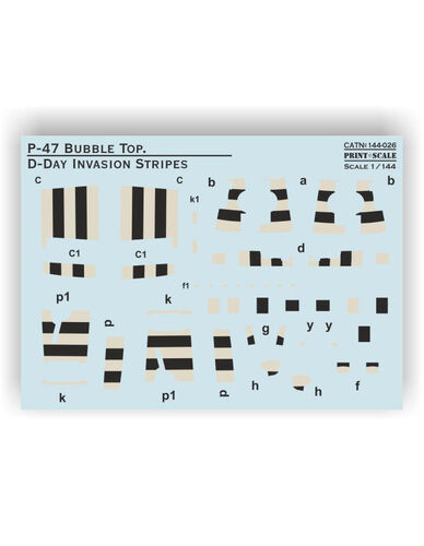 NEW! Print Scale 144-026 Republic P-47 D Bubble Top - D-Day Invasion Stripes