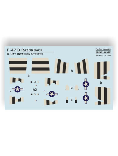 NEW! Print Scale 144-025 Republic P-47 D Razorback - D-Day Invasion Stripes
