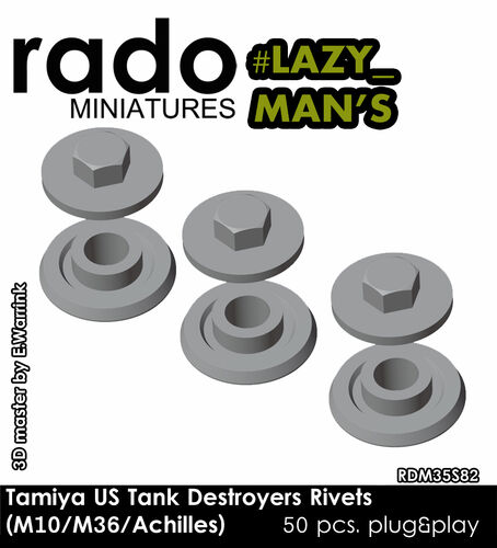 NEW! Rado Miniatures 35S82 US Tank Destroyers Rivets 'Lazy Man’s' - Set for Tamiya Kits (50 pcs / 3D-Printed)
